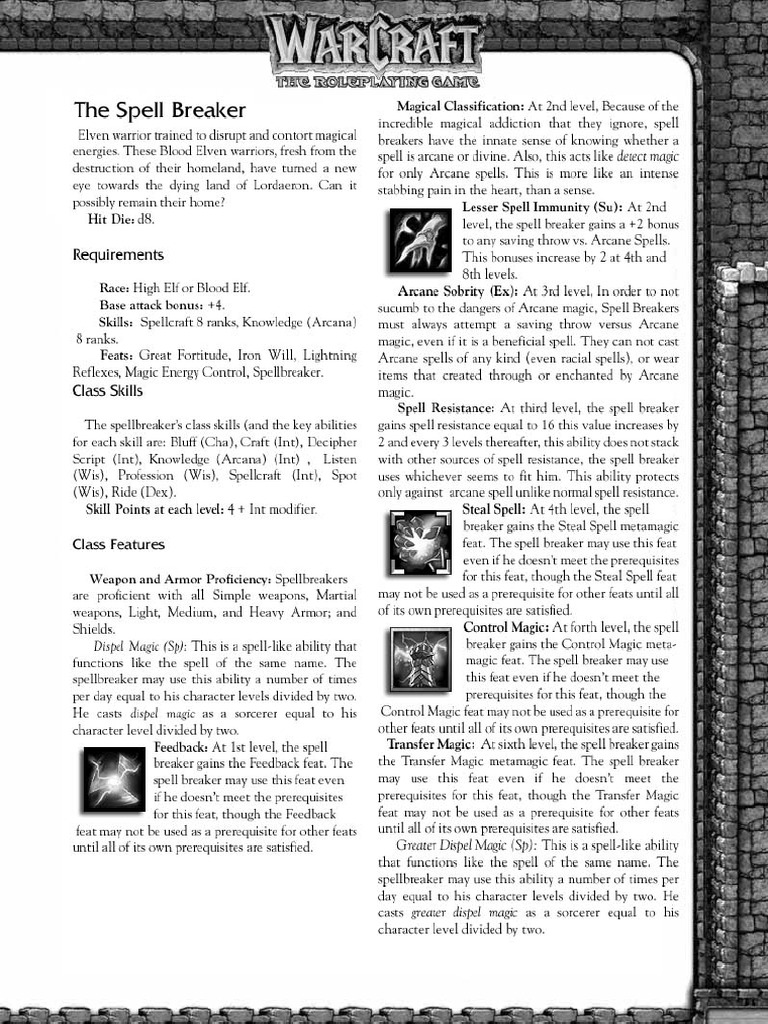 D&D 3.5 - Warcraft - Web Enhancement - Spellbreaker | PDF