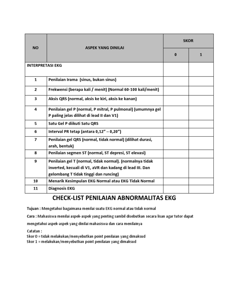 Checklist KKD EKG Abnormal | PDF