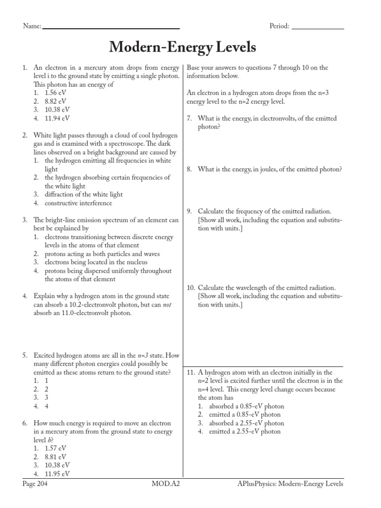 36 Modern-Energy Levels | PDF | Electronvolt | Energy Level