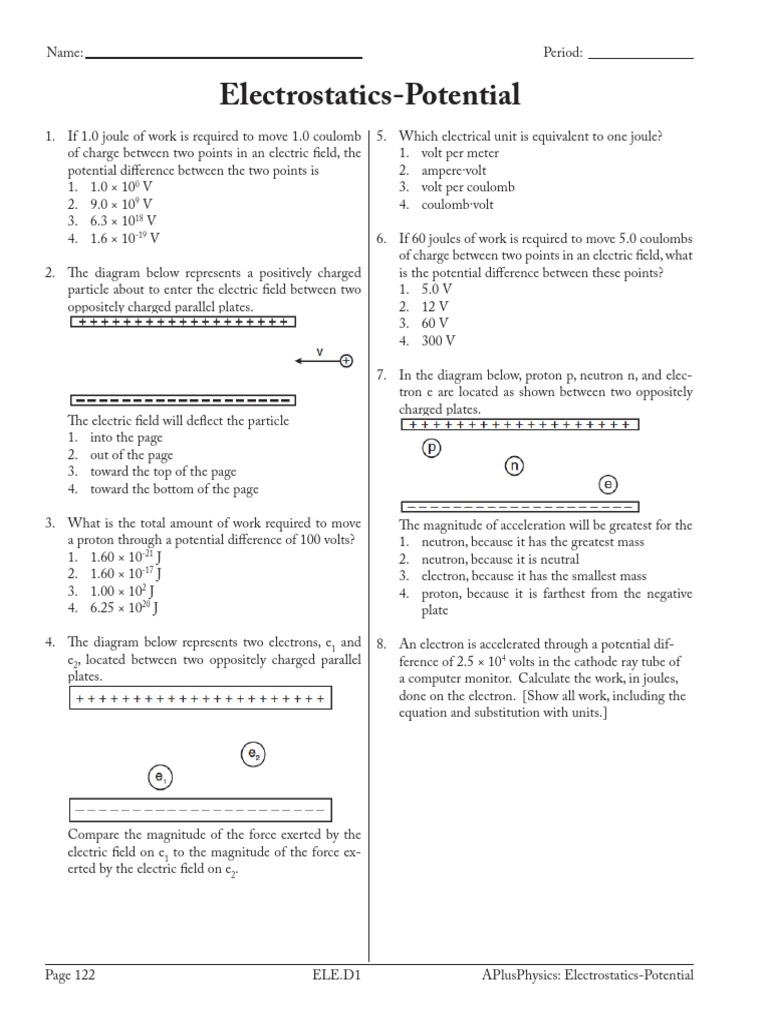 22 Electrostatics Potential | PDF | Electric Field | Electrostatics