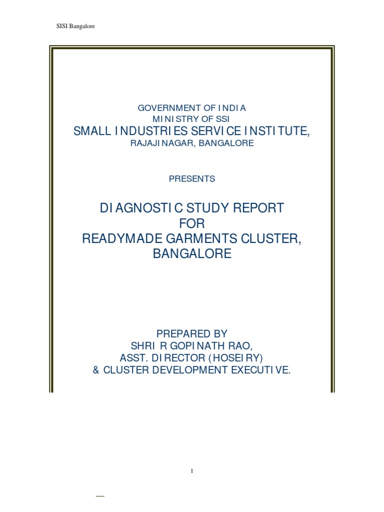 Diagnostic Study Report of Readymade Garment Cluster - Bangalore | PDF ...