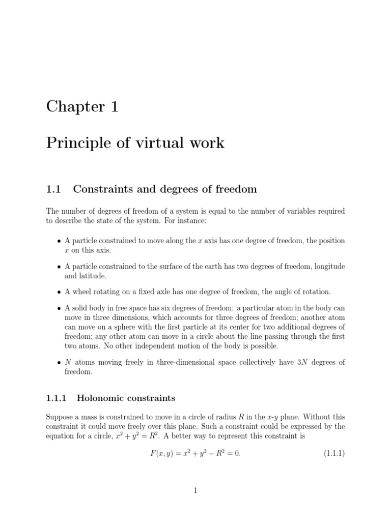 Chapter 1 Principle of Virtual Work | PDF | Force | Sine