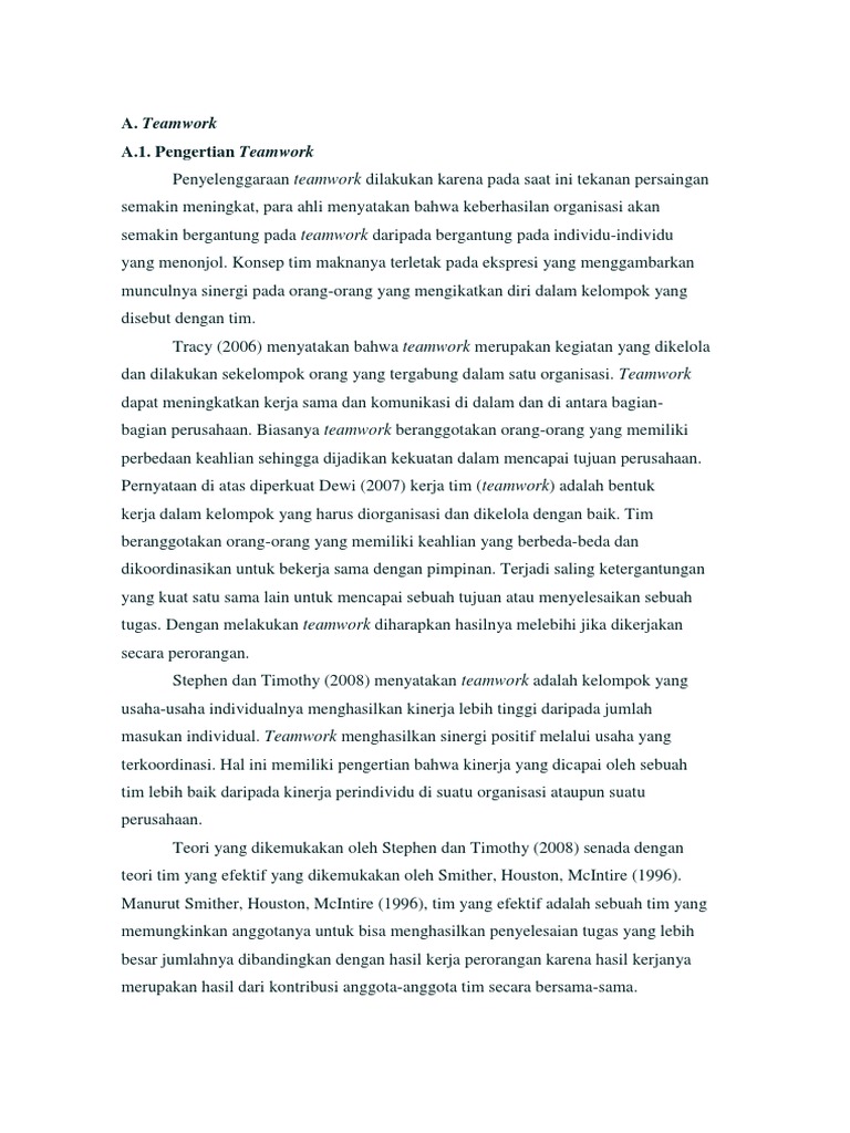 Jenis-Jenis Teamwork dalam Organisasi | PDF