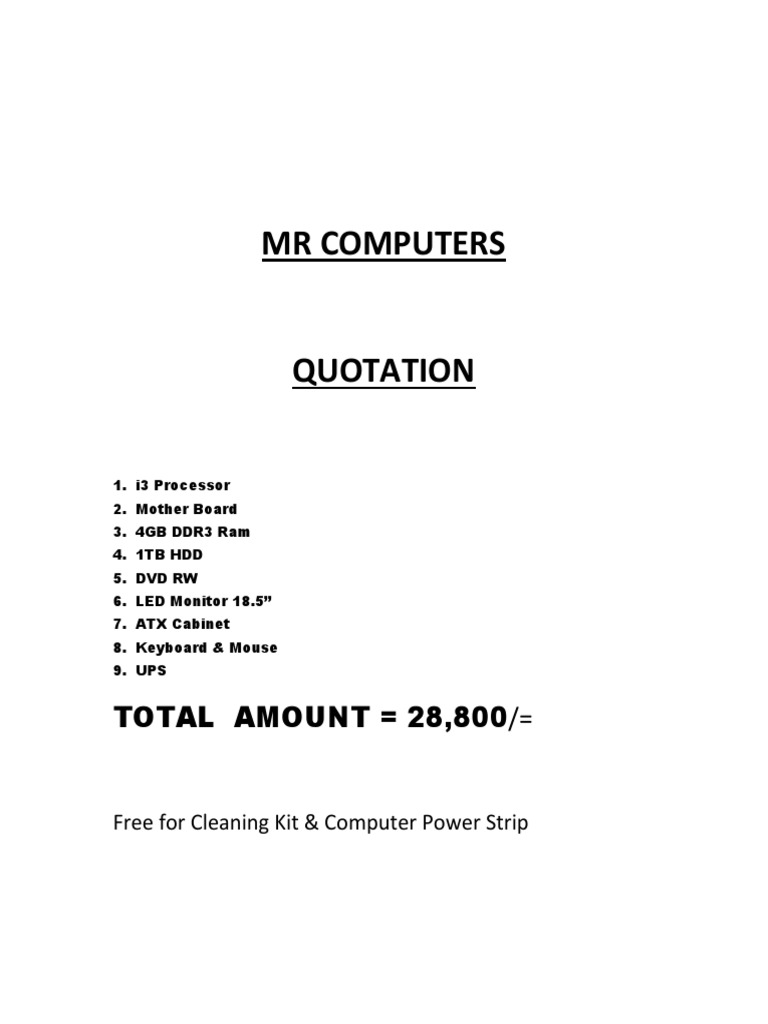 Computer Quotation Templates | PDF