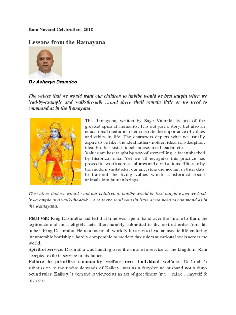 BM-Lessons From The Ramayana | PDF | Rama | Ramayana