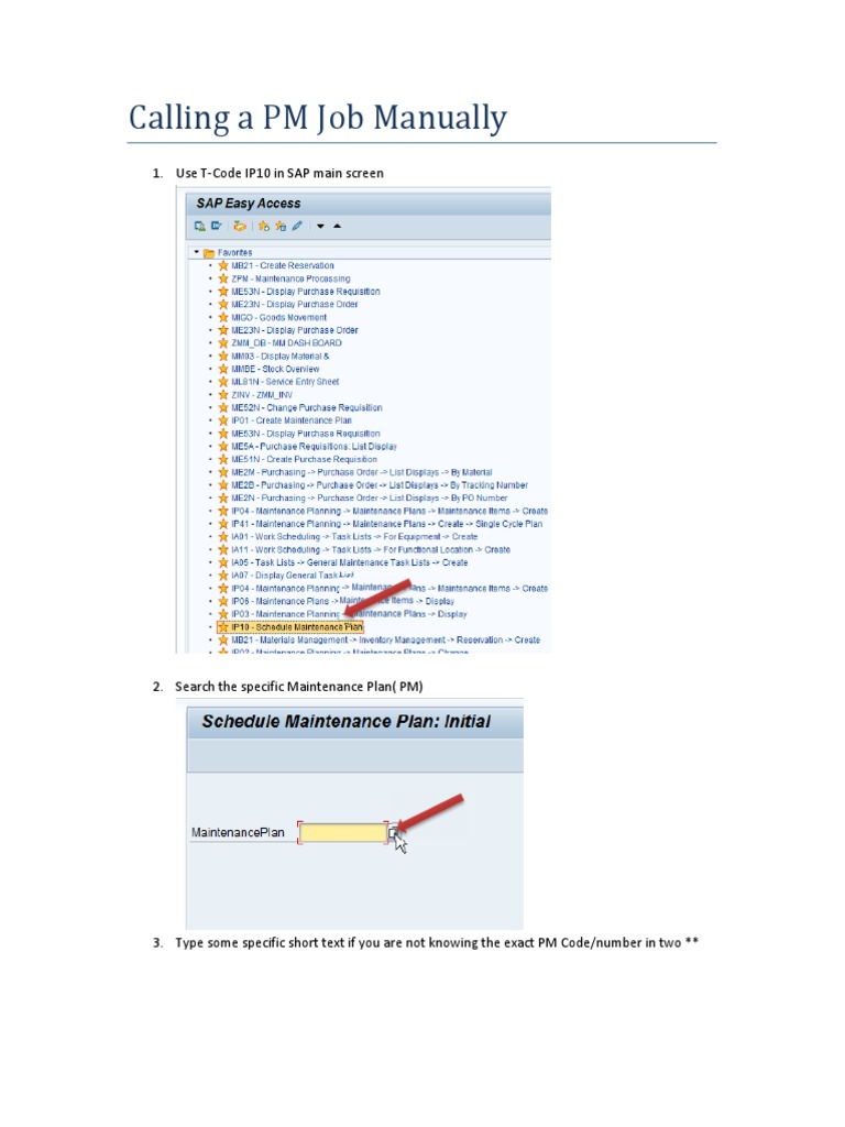 Manual PM Job Scheduling in SAP | PDF