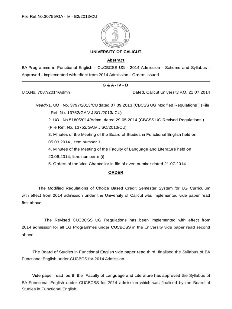 BA Functional English Syllabus 2014 | PDF | Vowel | Linguistics