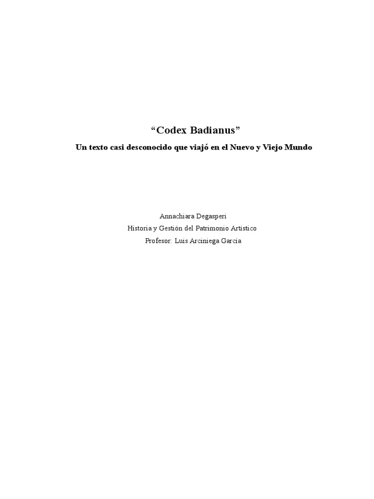 "Codex Badianus: Herbario Azteca Redescubierto" | PDF