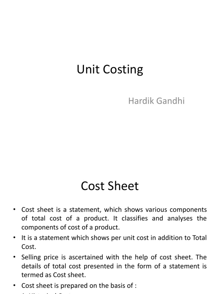 Unit Costing | PDF