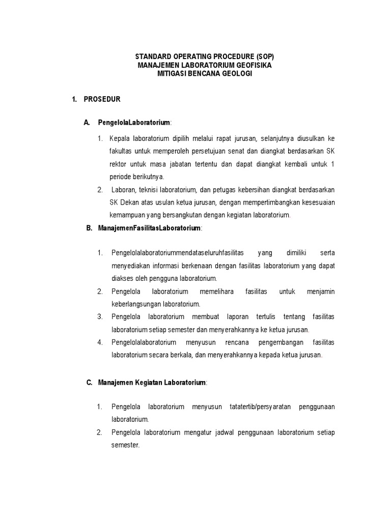 SOP Manajemen Lab MBG | PDF