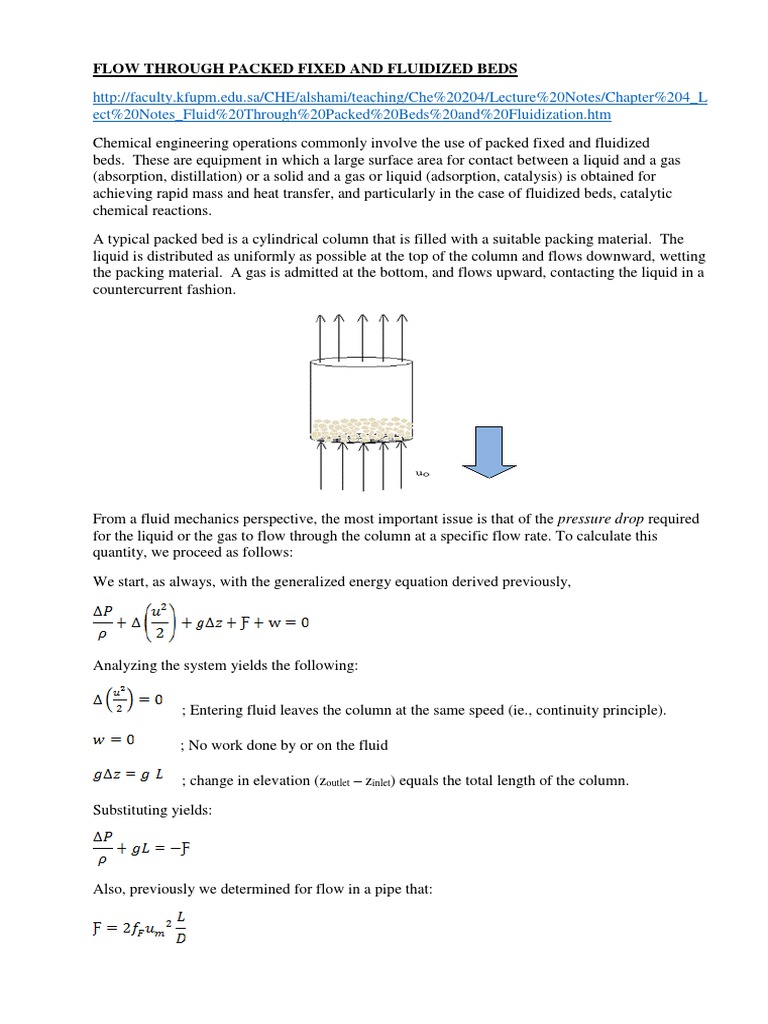 Flow Through Packed Fixed and Fluidized Beds PDF | PDF | Fluidization ...