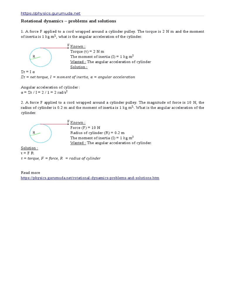 Rotational Dynamics Problems and Solutions | PDF