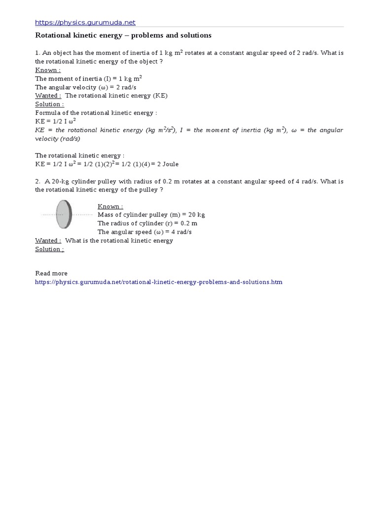 Rotational Kinetic Energy Problems and Solutions | PDF