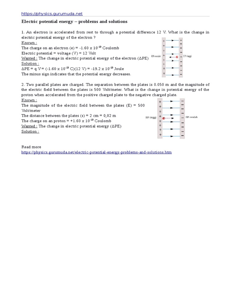 Electric Potential Energy Solutions | PDF | Electric Field | Volt
