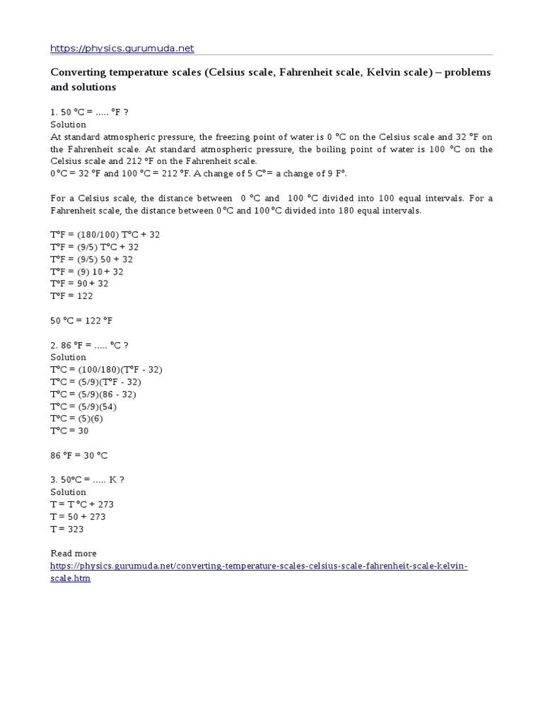Converting Temperature Scales (Kelvin Scale, Celsius Scale, Fahrenheit ...
