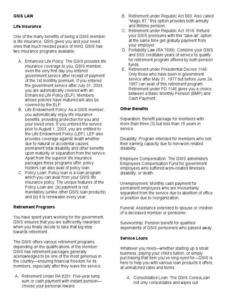 GSIS Benefits Handbook: A Comprehensive Guide to Retirement Programs ...