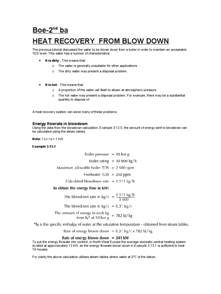 Boiler Blowdown Heat Recovery Systems | PDF | Boiler | Steam