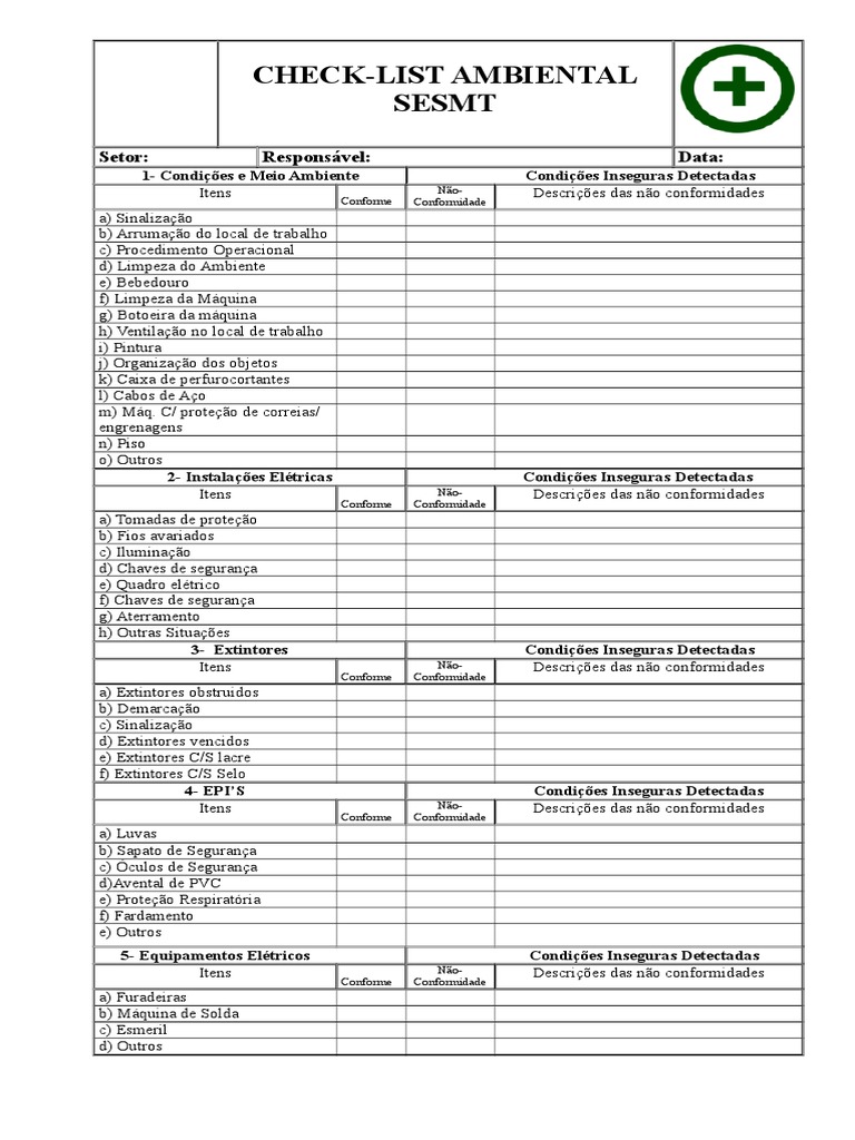 Check-list Ambiental | Máquinas | Eletricidade