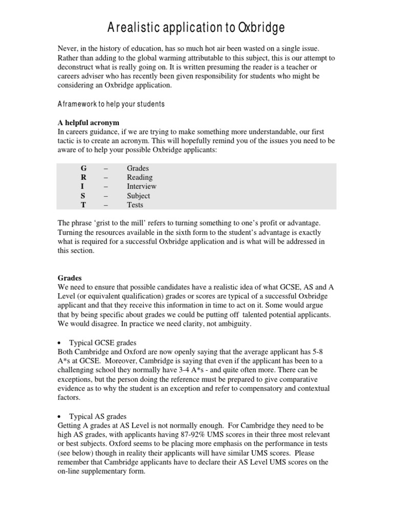 Approach To Oxford | PDF | Gce Advanced Level (United Kingdom) | College