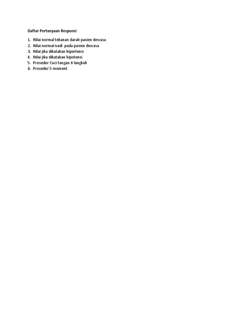 Daftar Pertanyaan Responsi | PDF