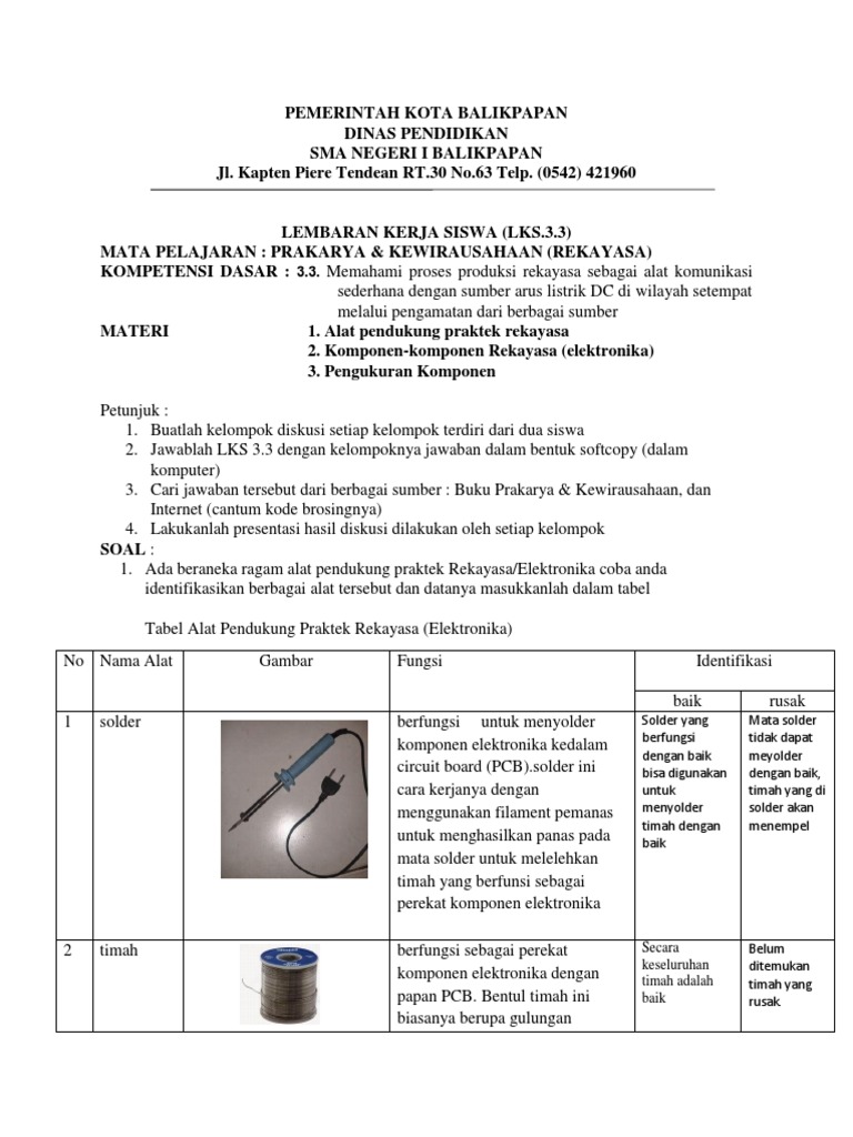 Elektro Komponen Tabel | PDF