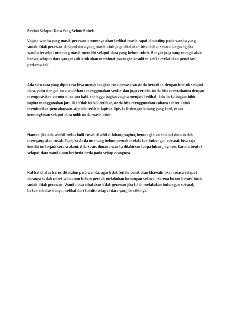 Ciri Selaput Dara yang Masih Utuh | PDF