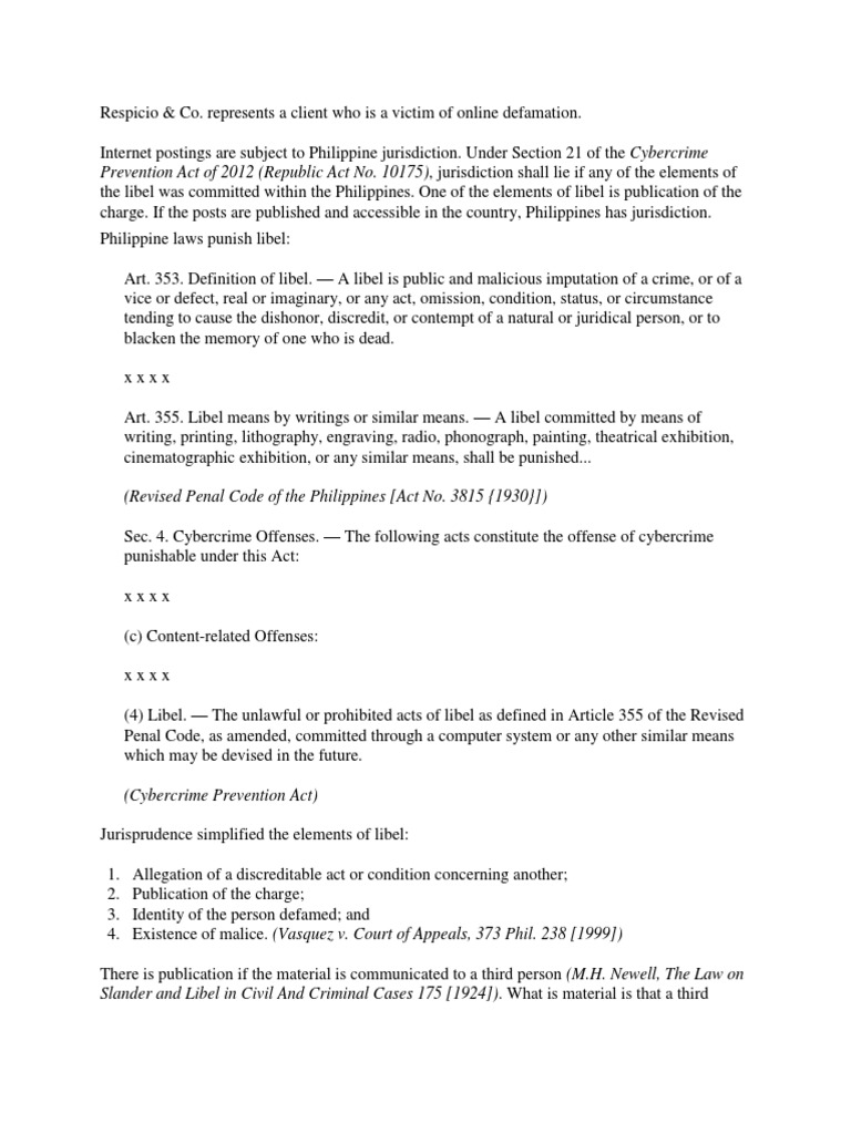 Cyber Libel | Defamation | Online Safety & Privacy