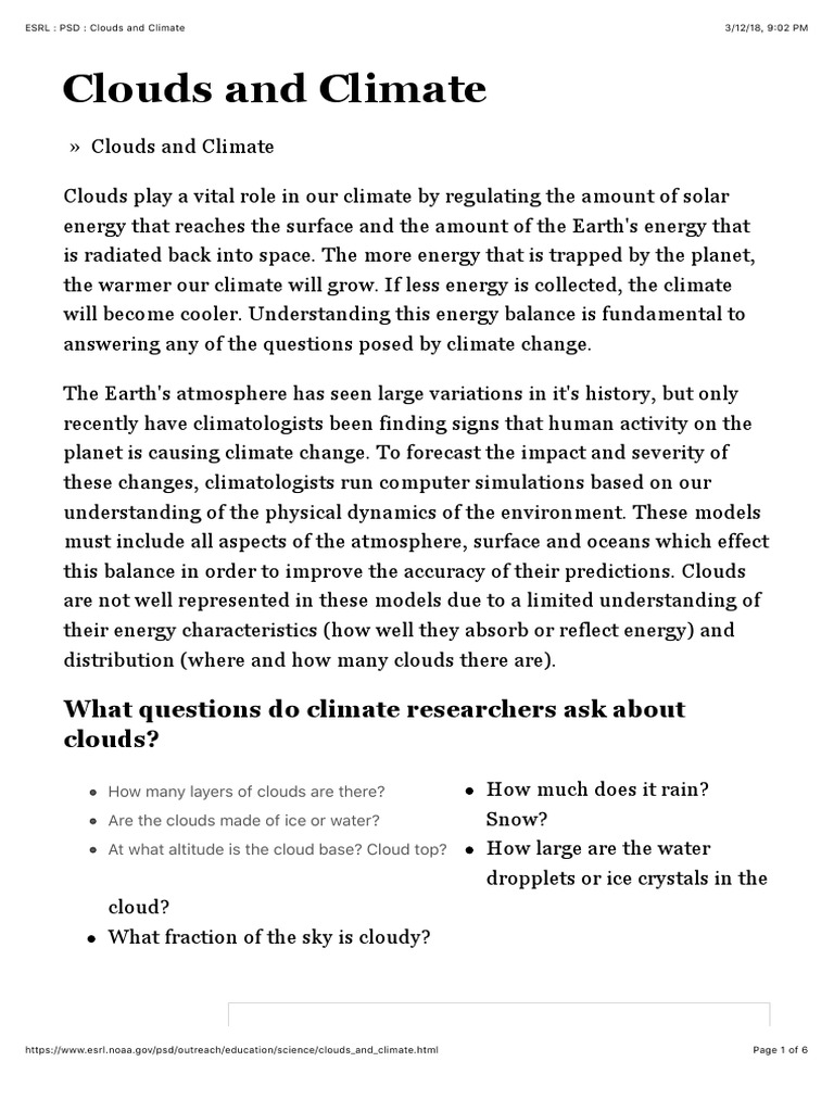 Understanding Clouds and Climate Impact | PDF | Cloud | Radar