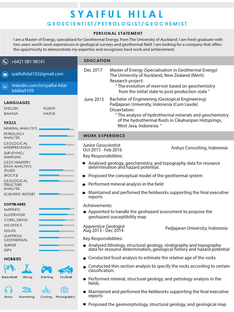 Syaiful Hilal-Cv Geoscience | PDF | Geology | Earth Sciences