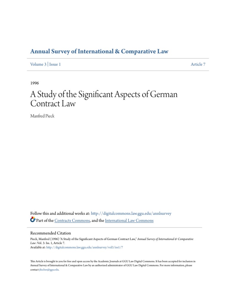 German Contract Law Study | PDF | Offer And Acceptance | Tort