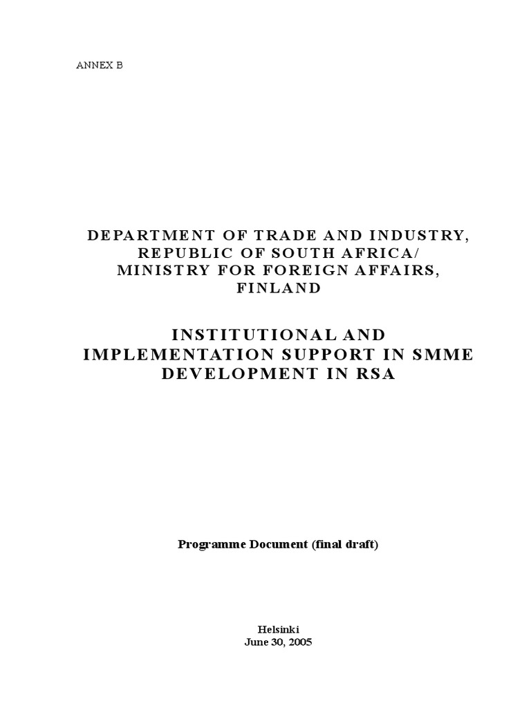 Institutional and Implementation Support in SMME Development in RSA ...