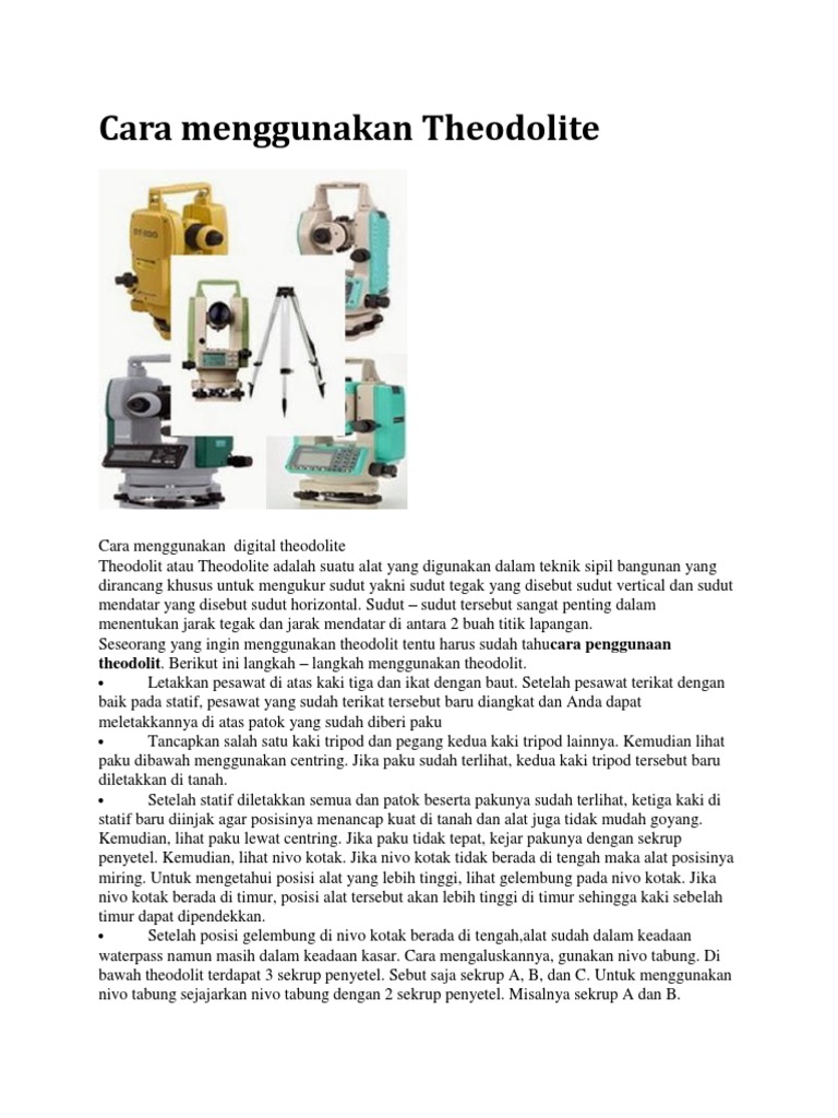 Cara Menggunakan Theodolite | PDF