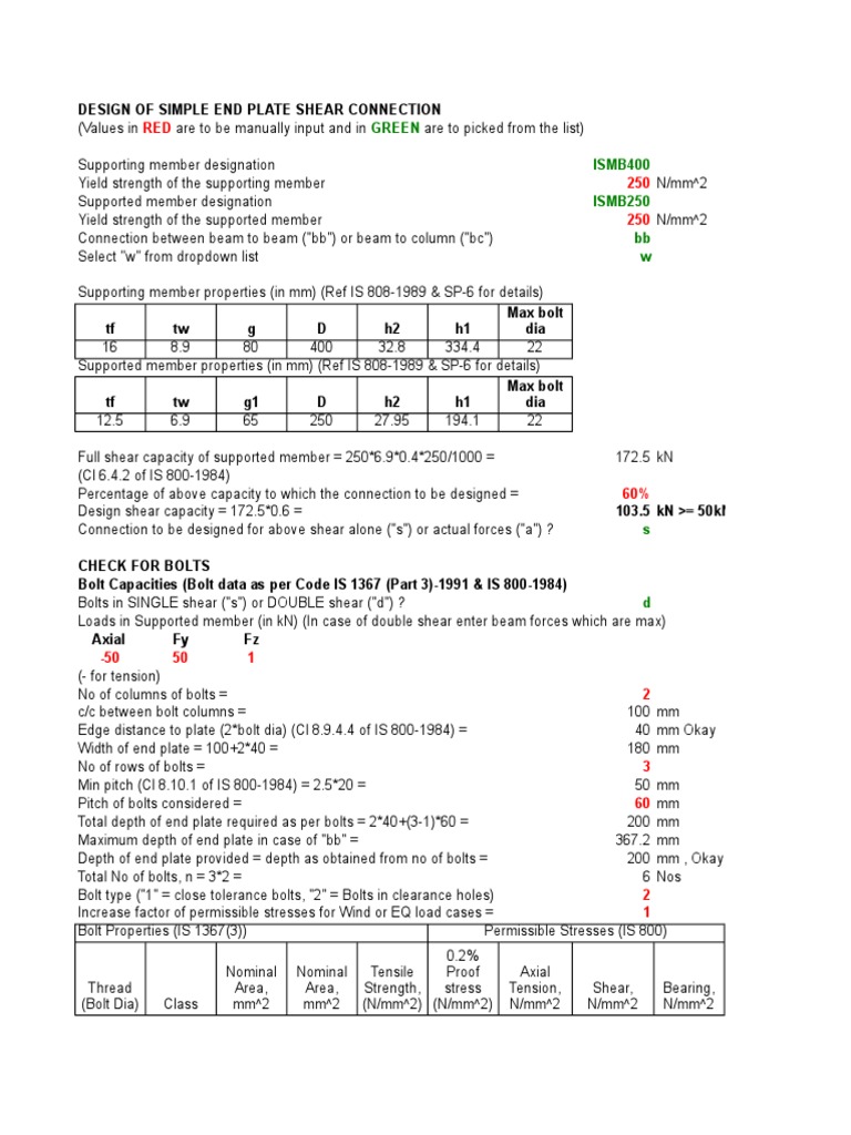 Simple End Plate Connection Design (Bolted End Plate Connection) | PDF ...