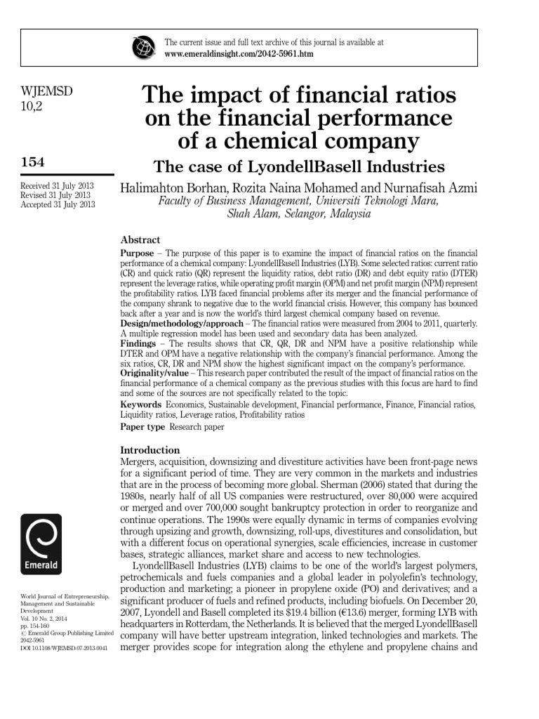 The Impact of Financial Ratios On The Financial Performance | PDF ...