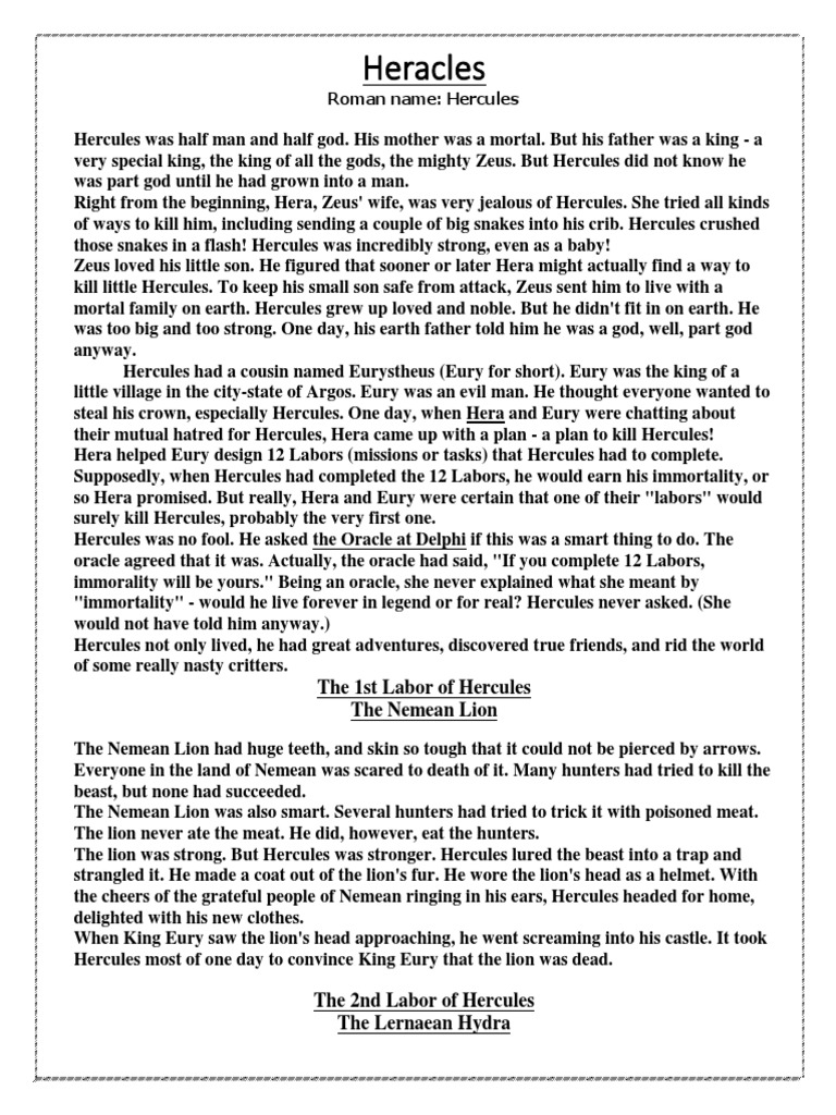 Heracles: Roman Name: Hercules | PDF | Hera | Hades