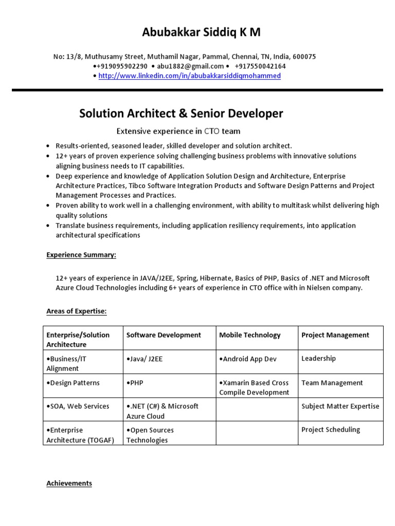 Resume - Abubakkar Siddiq K M | PDF | Cloud Computing | Architect