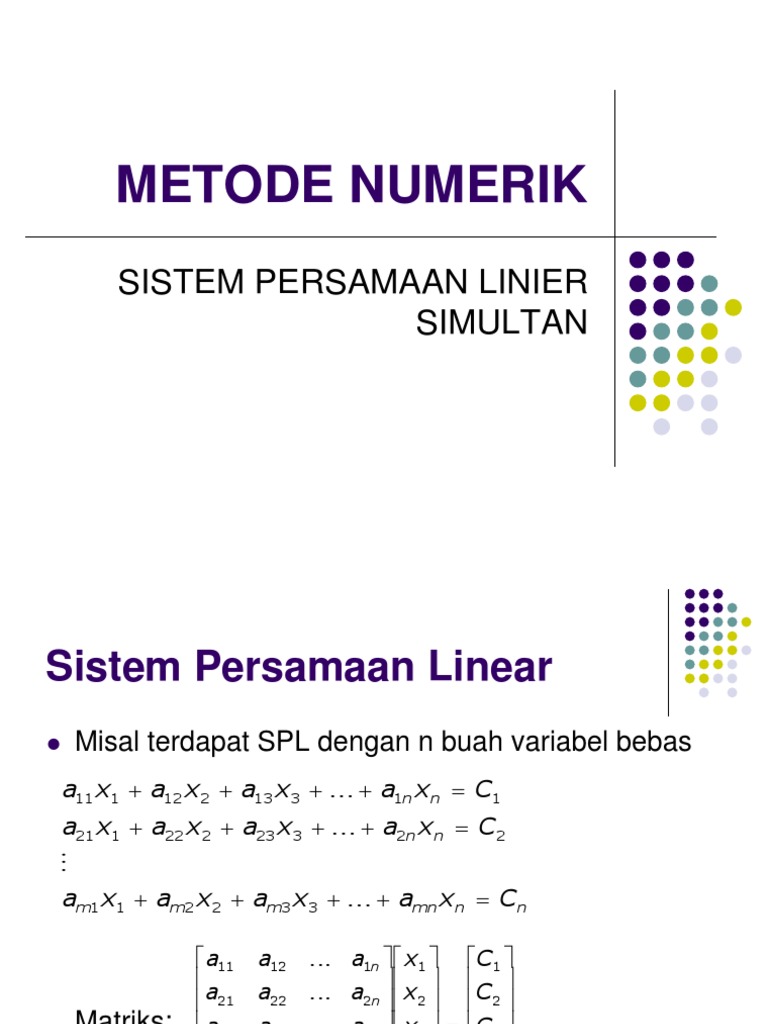 Metode Numerik Sistem Persamaan Simultan | PDF