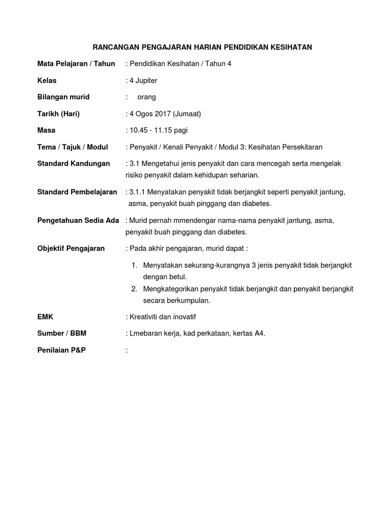 RPH t4 | PDF | Pengembangan Diri