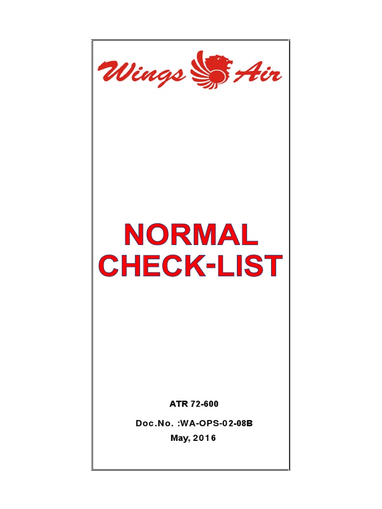 Normal Checklist Atr 72 600 | PDF | Aerospace | Aircraft
