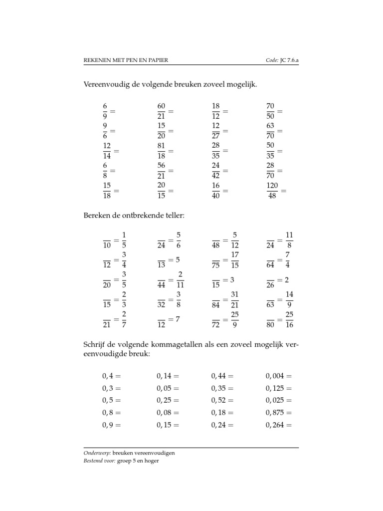 Breuken Vereenvoudigen PDF | PDF