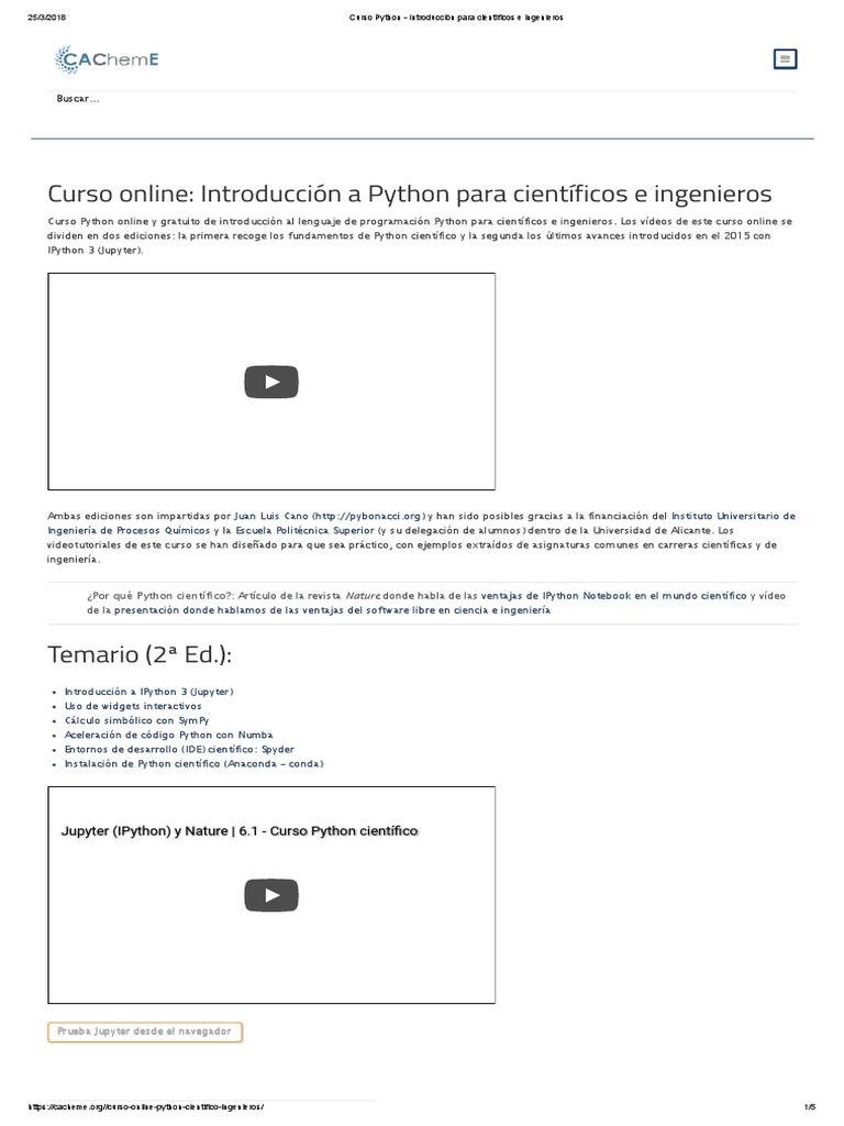 Curso Python - Introducción para Científicos e Ingenieros | PDF ...