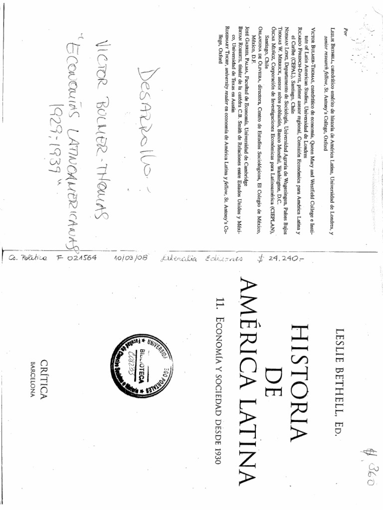 Bulmer-Thomas Las Economías Latinoamericanas 1929-1939 | PDF