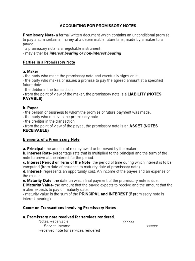 Accounting for Promissory Notes | PDF | Promissory Note | Debits And ...