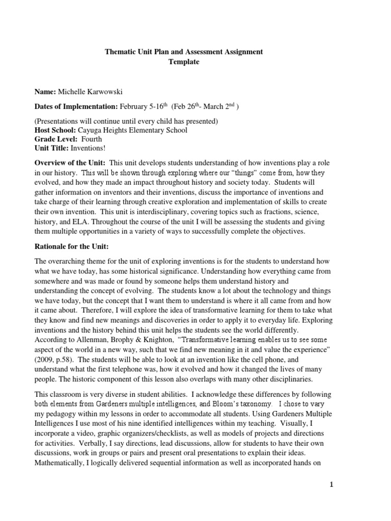 Unit Plan Final | Download Free PDF | Reading Comprehension ...