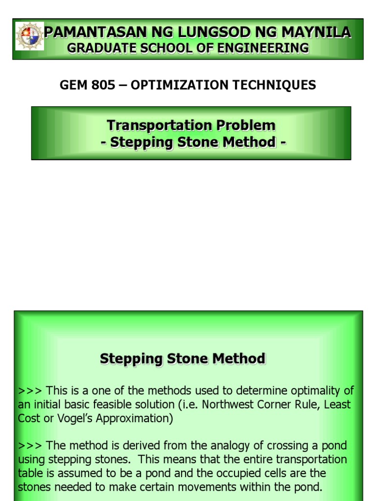 Stepping Stone Method (Transportation Problem) | Mathematical ...