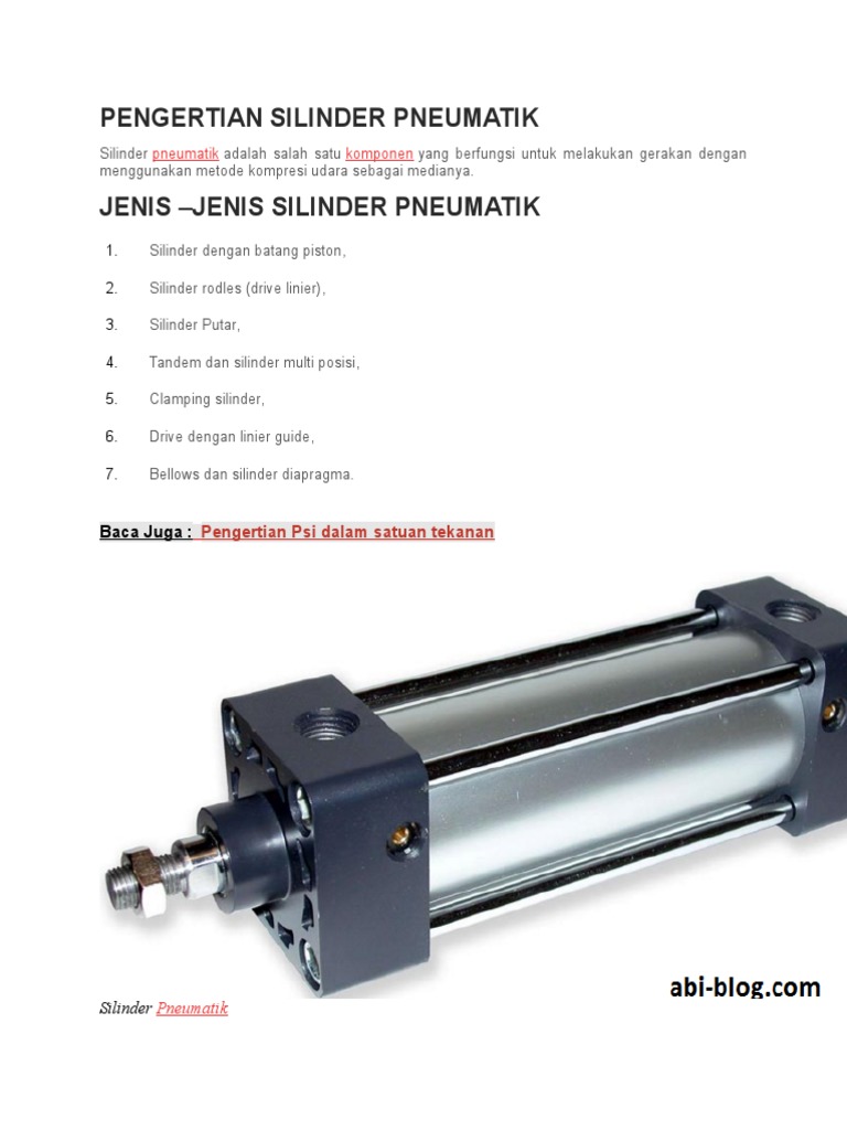Jenis dan Fungsi Silinder Pneumatik | PDF