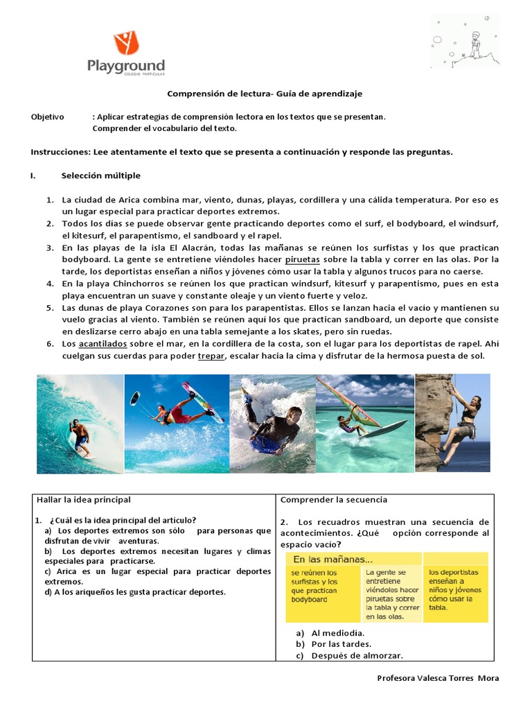 Comprensión Lectora Los Deportes Extremos | PDF | Deportes | Naturaleza