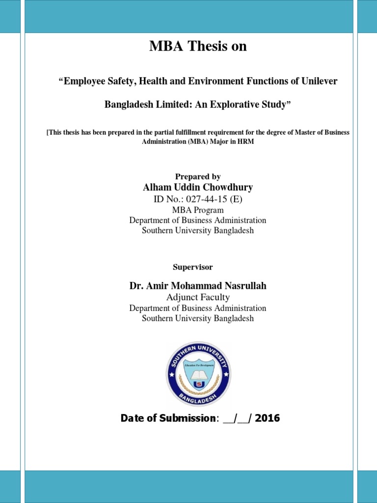 Employee Safety, Health and Environment Functions of Unilever ...