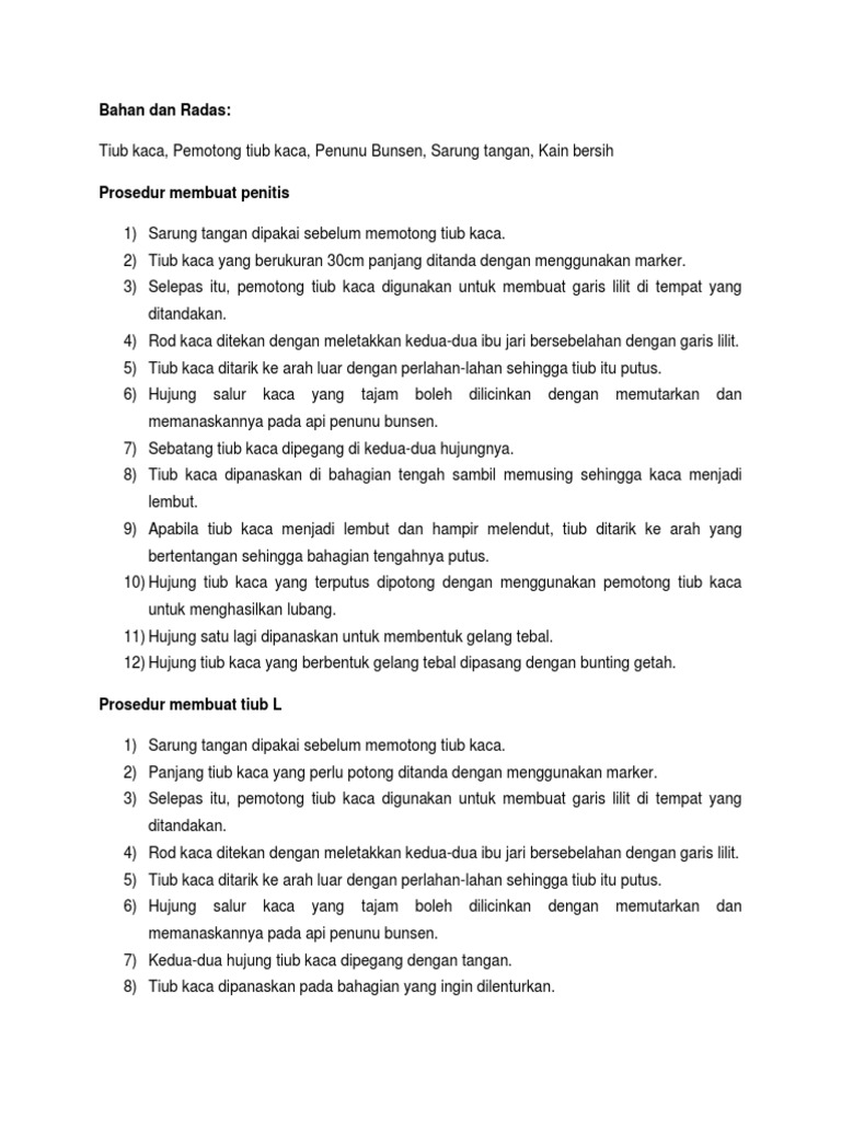 Cara Memotong Tiub Kaca dengan Betul | PDF