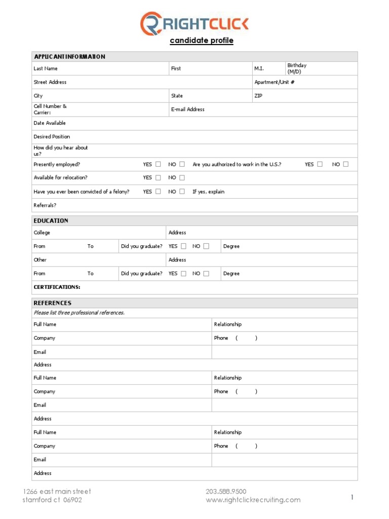 Candidate Profile Required | PDF | Business